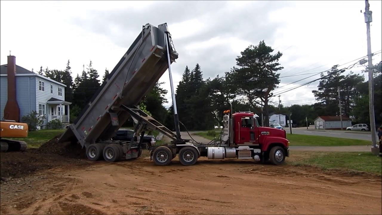 Mack End Dump Hauls To Case Excavator Youtube