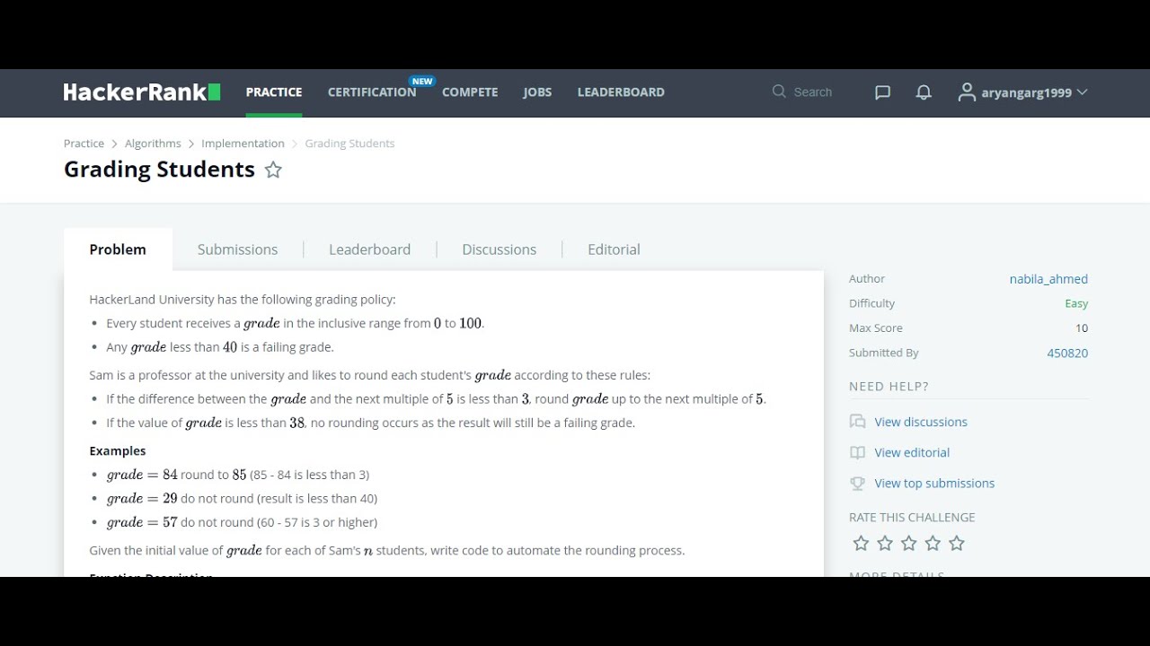 Hackerrank Grading Students Problem Solving Basic C Youtube