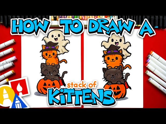 How To Draw A Cute Halloween Kitten Stack Videos For Kids