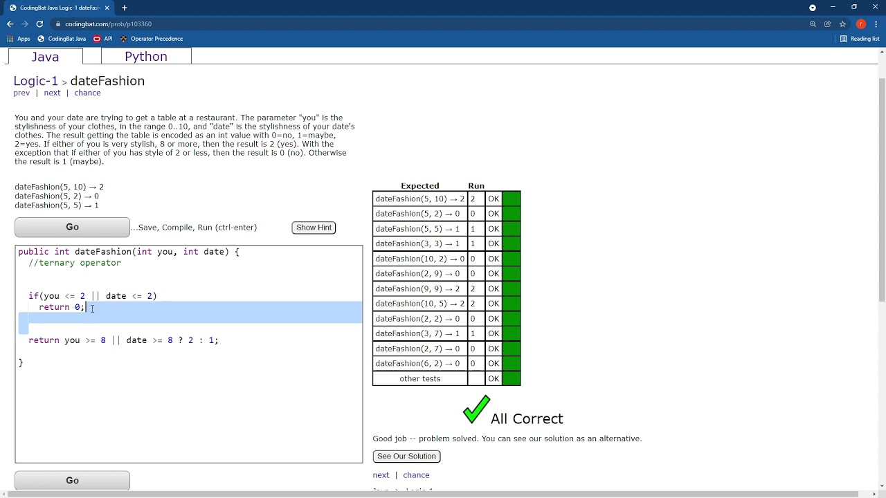 Codingbat Walkthrough Logic 1 Youtube