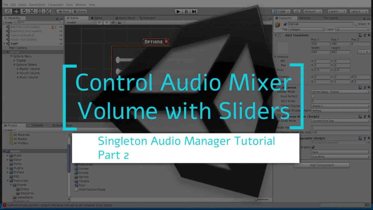 Control Audio Mixer Volume With Sliders Singleton Audio Manager