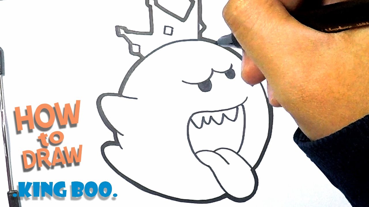 How To Draw King Boo From Super Mario Easy Drawing Youtube