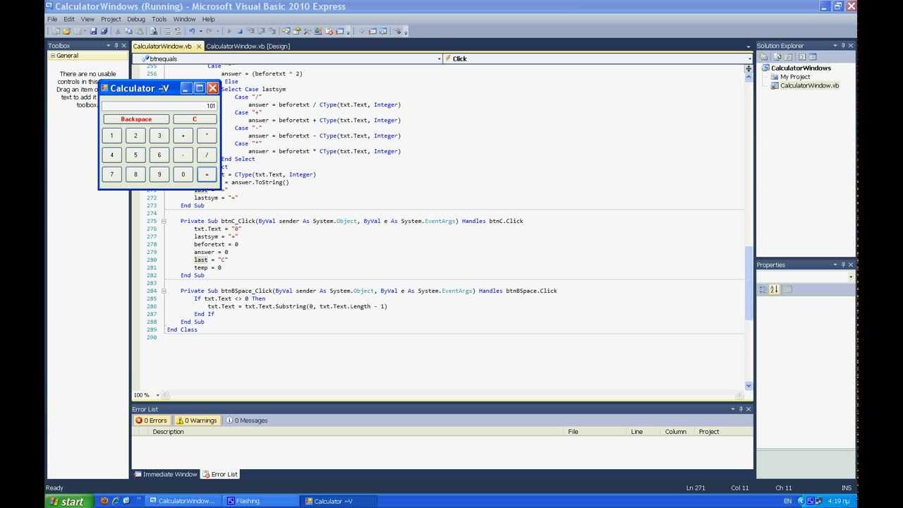 Calculator Program Visual Basic Youtube