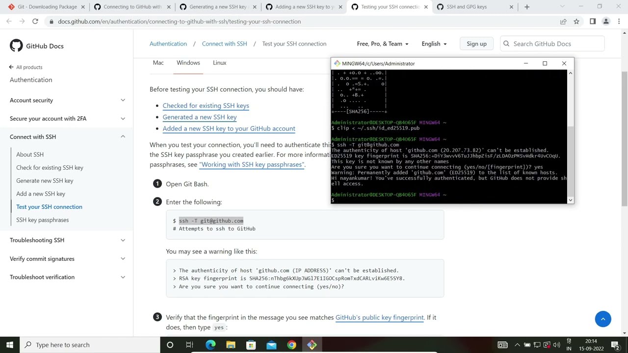 Github Ssh Setup On Windows Youtube