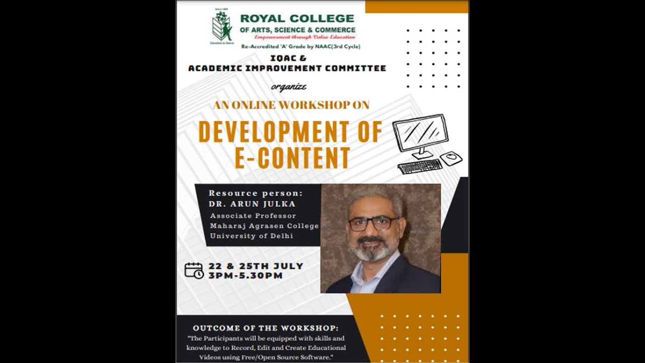 An Online Workshop On Development Of E Content Session 1 Youtube