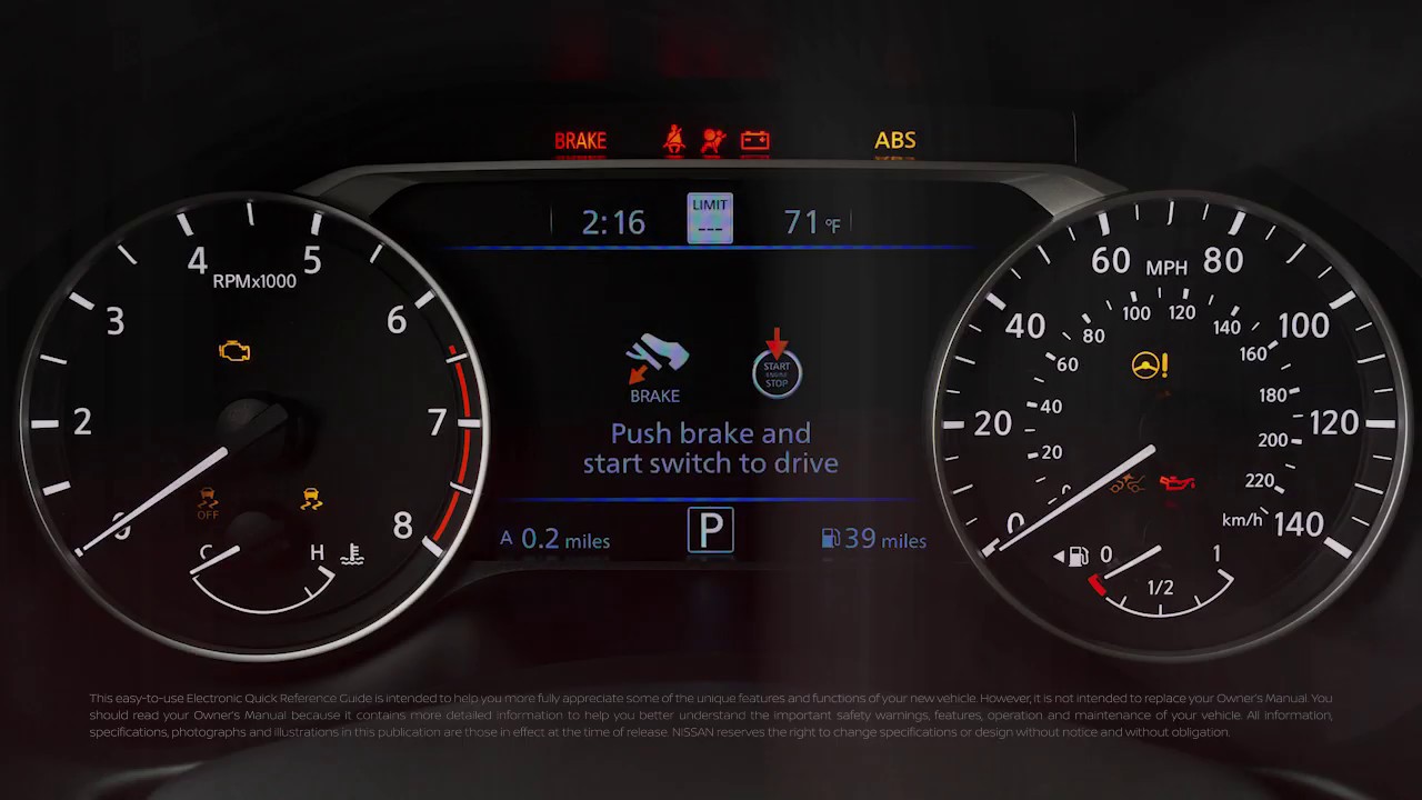 2020 Nissan Altima Warning And Indicator Lights Youtube