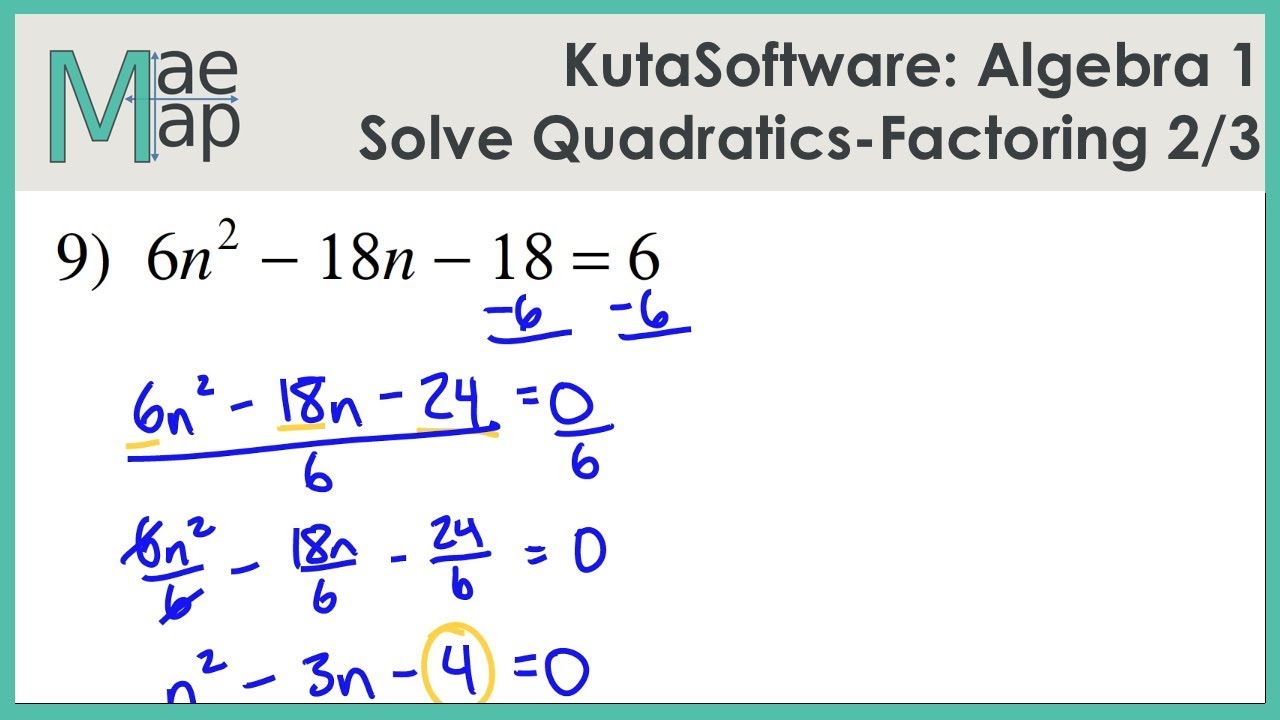 Solve Quadratics By Factoring Worksheet E Streetlight