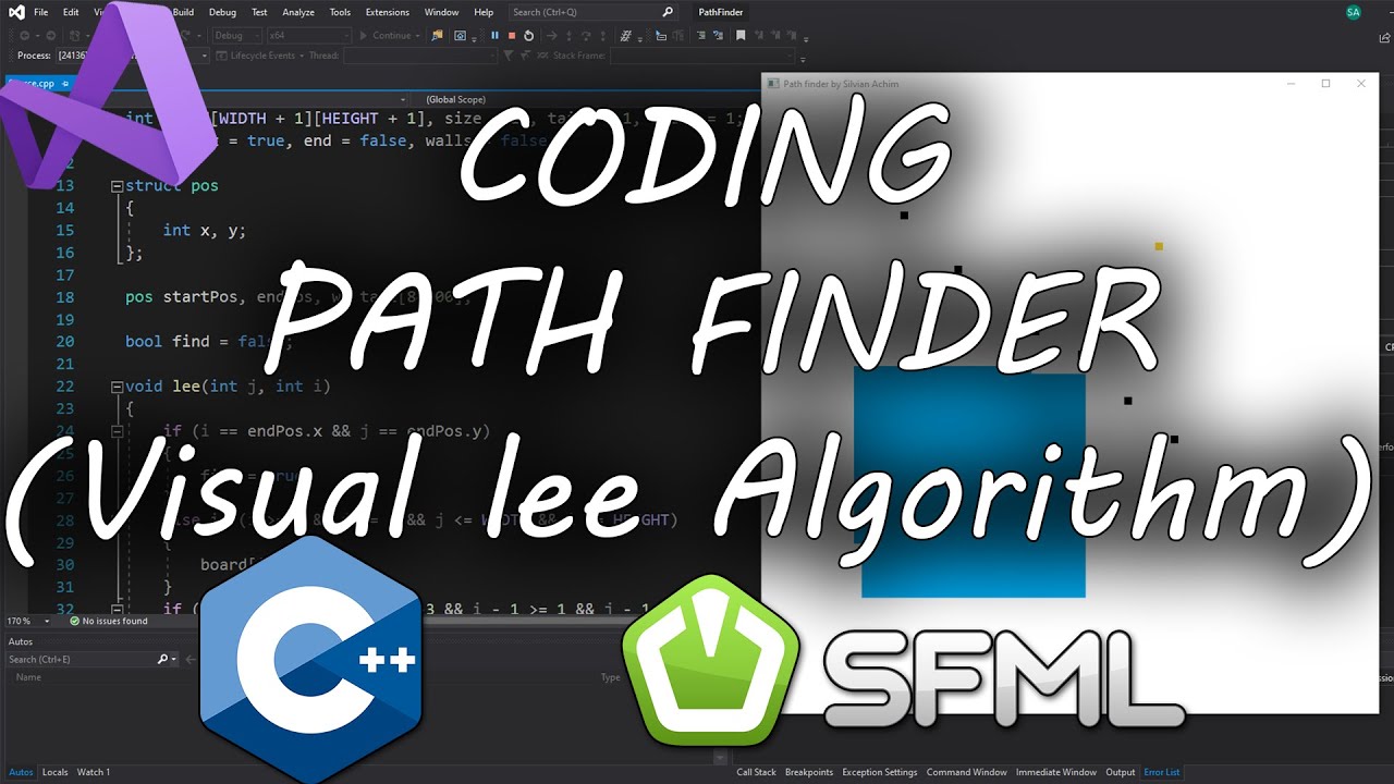 Coding Path Finder Lee Algorithm C Sfml In Visual Studio 2019 Youtube
