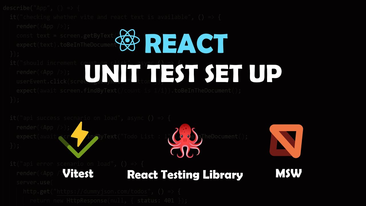 Vitest With React Testing Library Jest Dom Msw Youtube