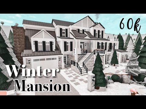 Winter Mansion 50k Bloxburg Speedbuild Youtube