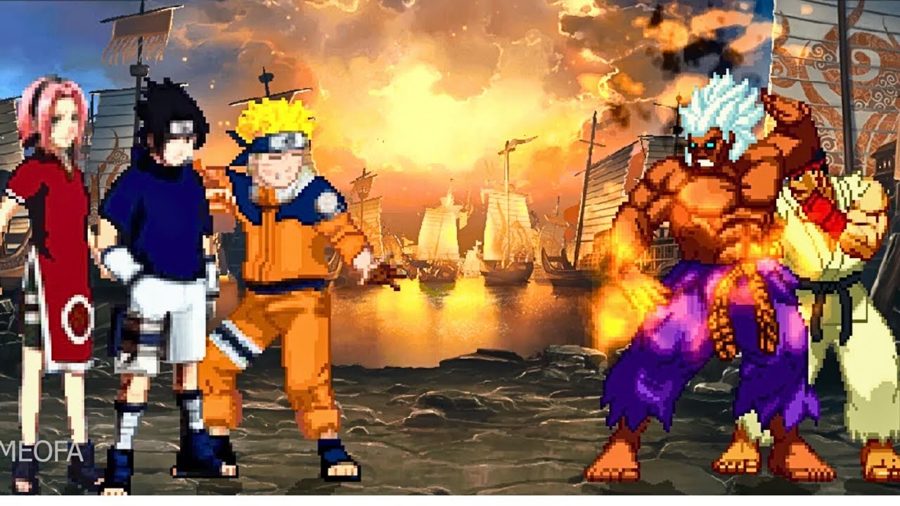 Naruto And Sasuke Kun Vs Onı And Ryu Hıgh Level Insane Fıght Youtube