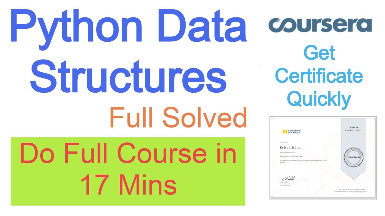 Coursera Python Data Structures Complete Course Solved Python Data