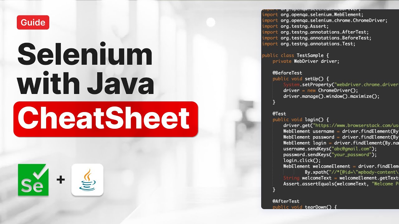 Selenium With Java Cheat Sheet Youtube