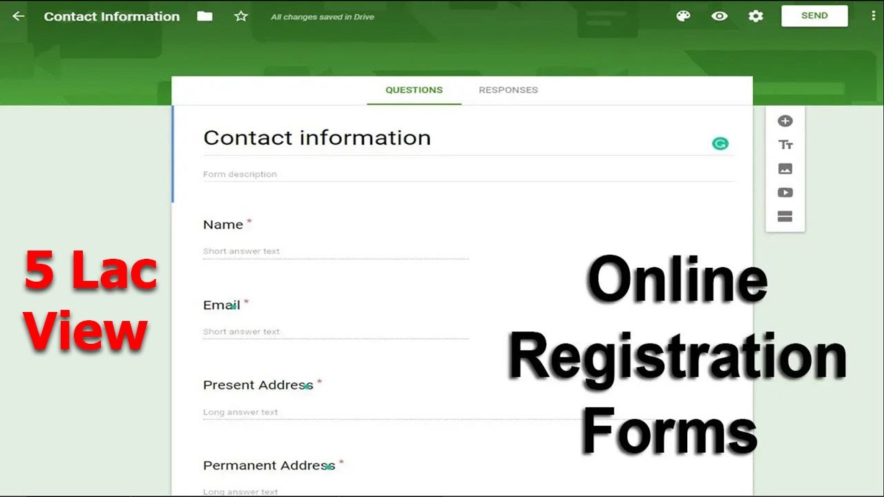 How To Create Online Registration Form Using Google Docs Forms Youtube