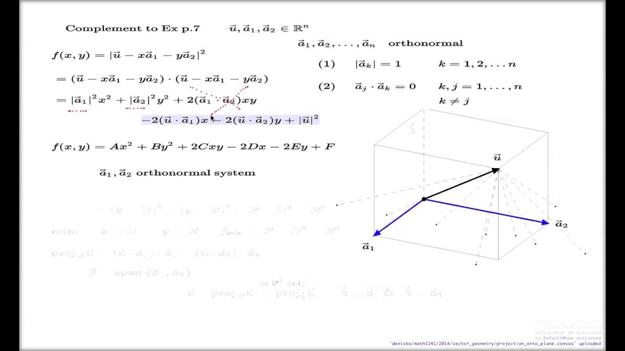 Vector Projection Plane