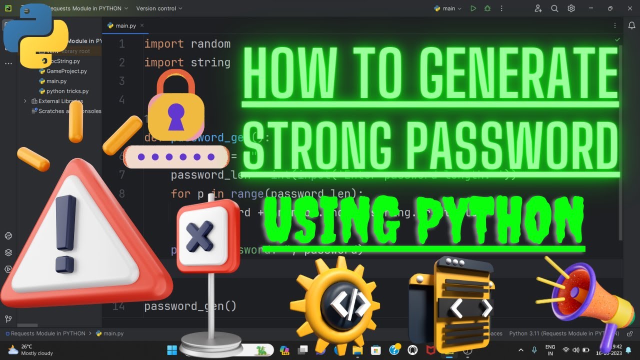 How To Generate Strong Password Using Python Python Youtube