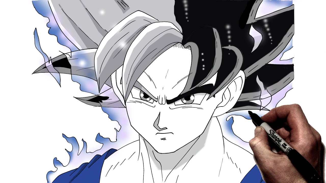 How To Draw Goku Mui Ui Step By Step Dragon Ball Youtube