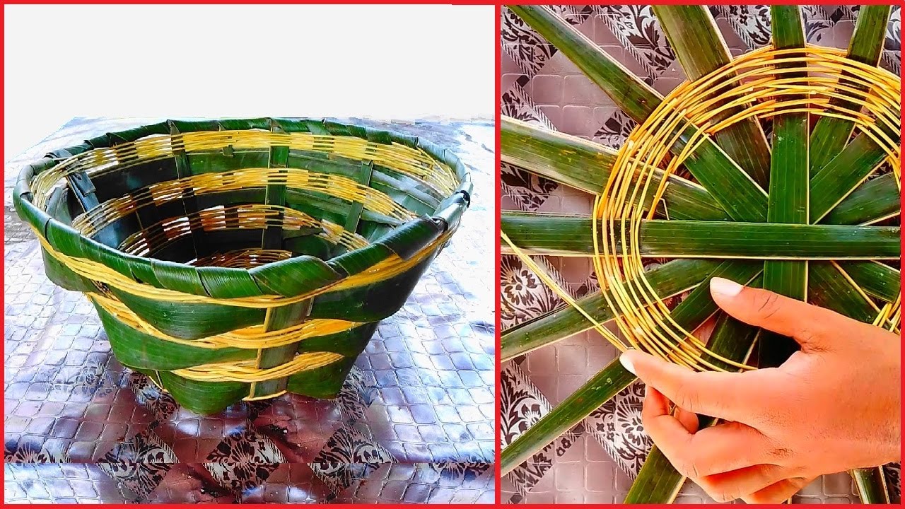 How To Weave A Coconut Leaf Basket Youtube
