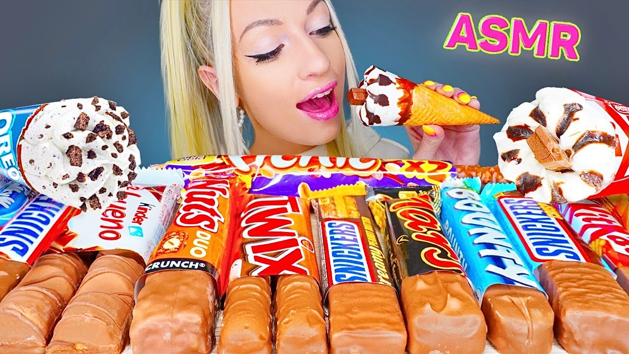 Asmr Eating Chocolate Candy Bars Ice Cream Snickers Oreo Kinder