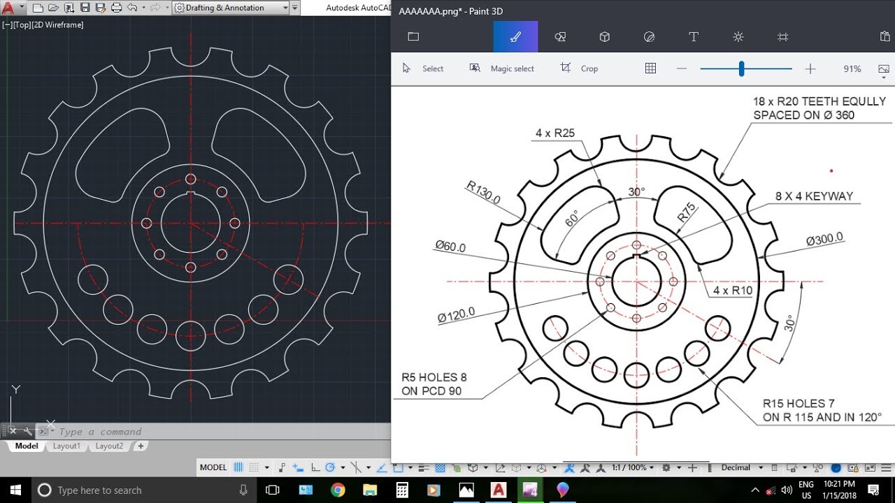 Autocad 2d Practice Drawing Exercise 1 Basic Advance Tutorial