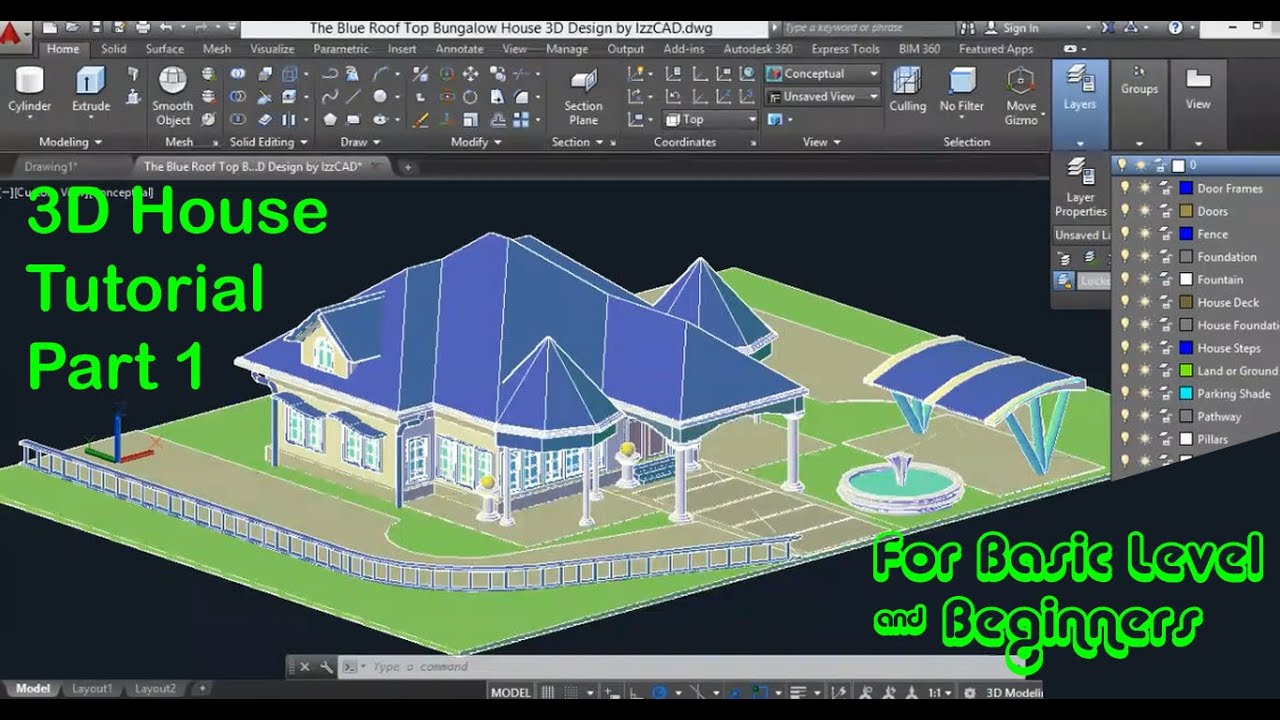 Autocad 3d House Modeling Tutorial For Beginner Basic Kursus Cidb