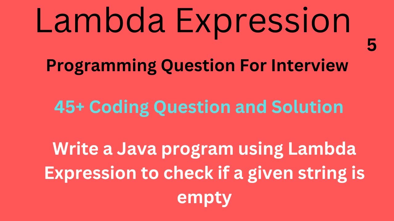 Lambda Expression Programming Youtube