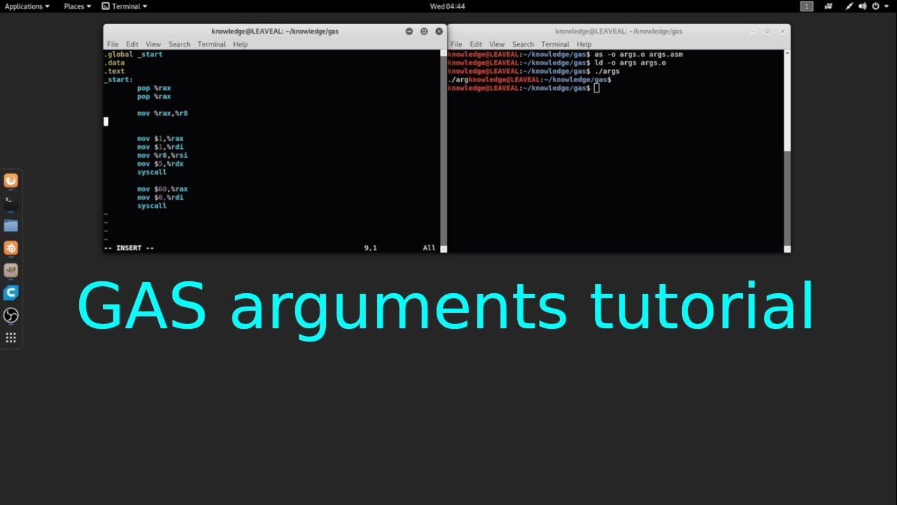 Gas X64 Gnu Assembler Arguments Tutorial In Linux Youtube