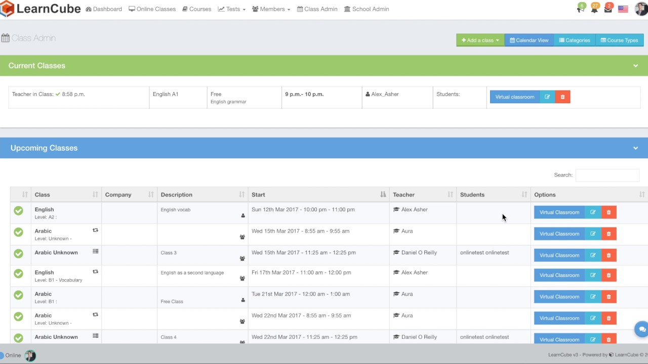 How A Teacher Can Quickly Add A Virtual Class On Learncube Youtube