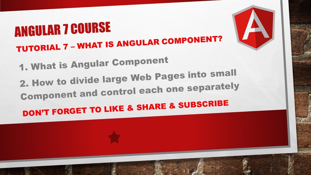 Tutorial 7 What Is Angular Component Youtube