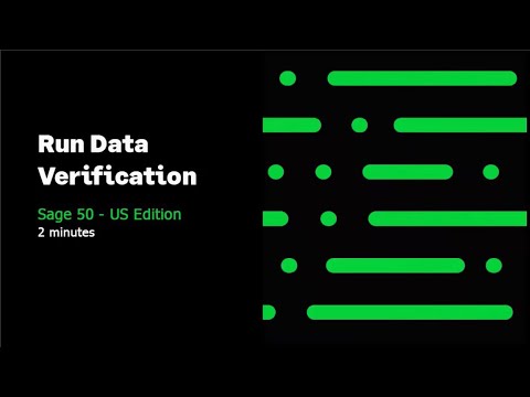 Sage 50 Us Run Data Verification Youtube