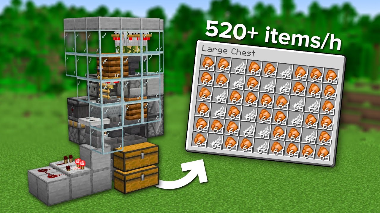 Minecraft Fully Automatic Chicken Farm Tutorial 500 Items H Youtube