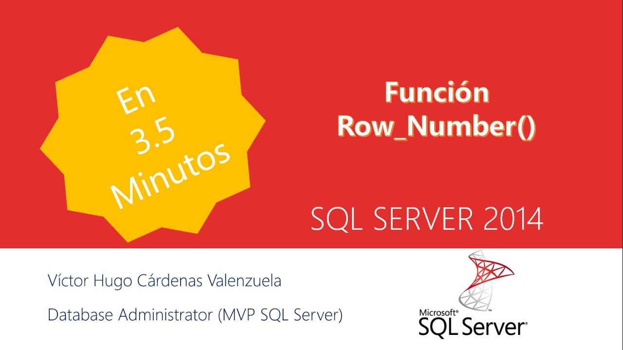 Row Number En Sql Server Youtube