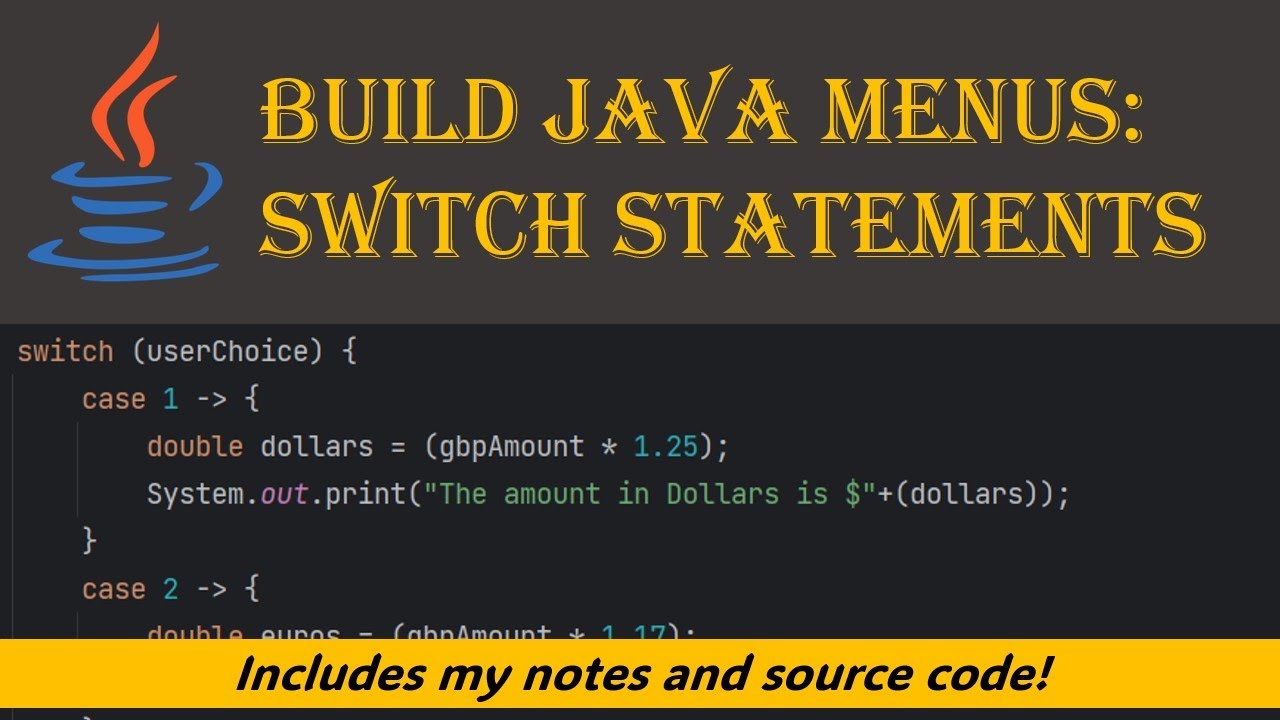 13 Build Menus With Switch And Case Statements Java Tutorial For