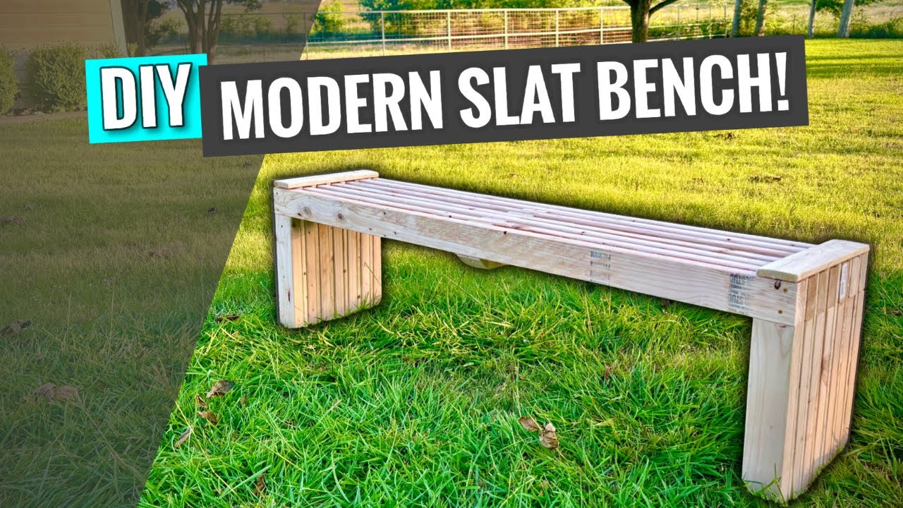 How To Build A Modern 2x4 Slat Bench Easy Diy Youtube