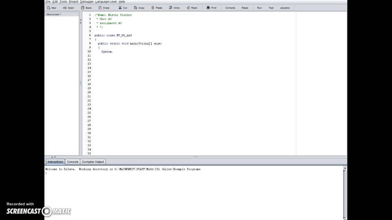 Working In Dr Java Youtube