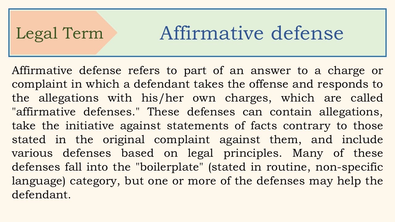 Legal Term Definition Affirmative Defense Youtube