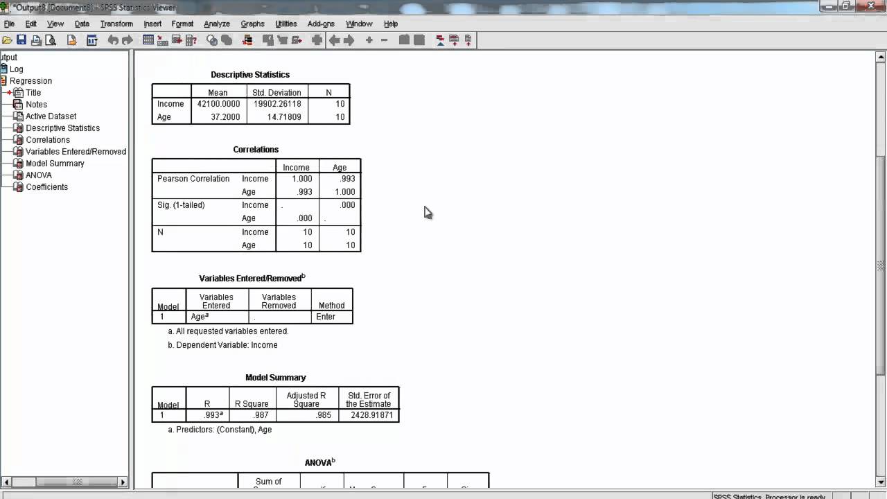Spss Linear Regression Youtube