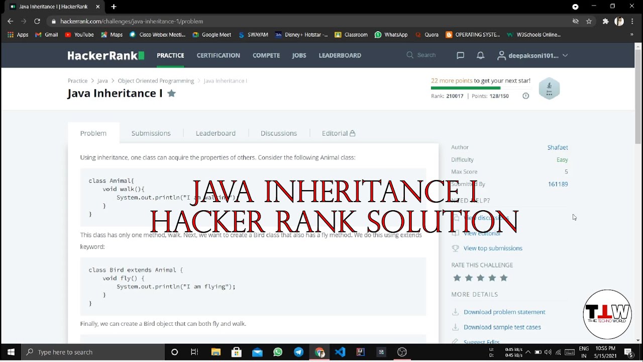 Java Inheritance I Hackerrank Solution Youtube
