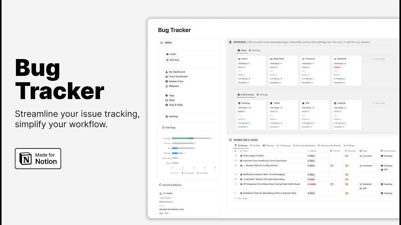 Streamline Bug Tracking With Bug Tracker Pro Notion Template