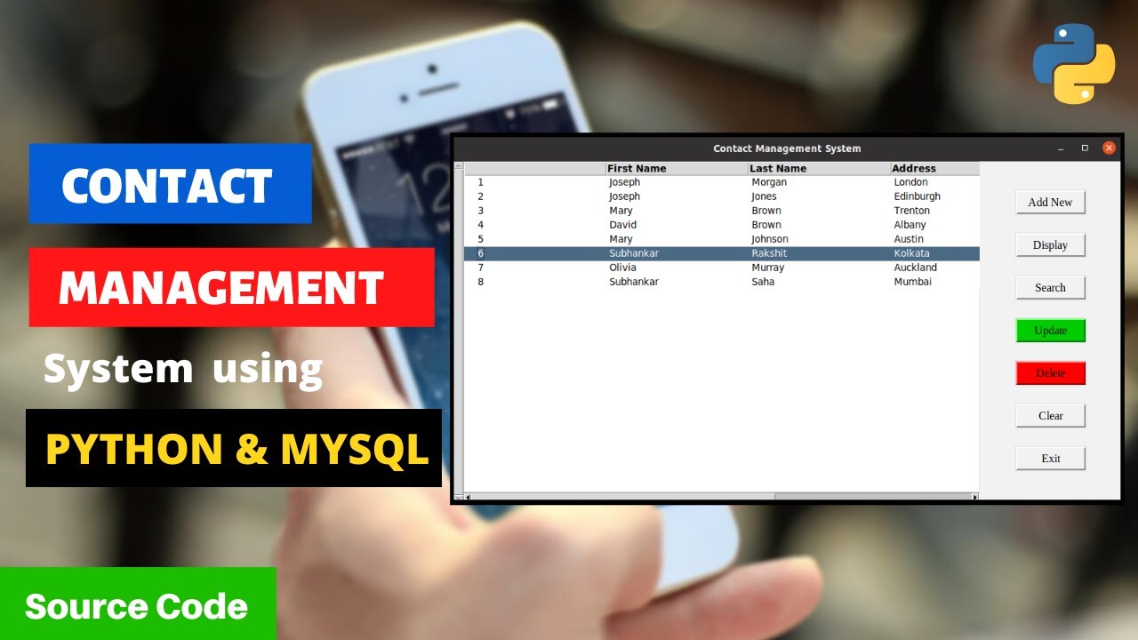 Contact Management System Project In Python Using Tkinter And Mysql