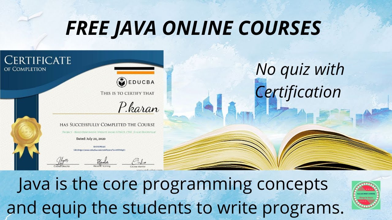 Online Free Java Course Educba Certification Courses For All
