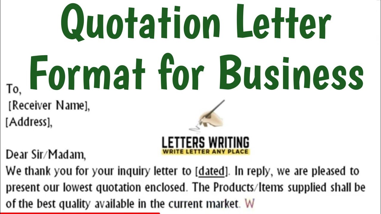 How To Write An Quotation Letter Format For Business In English