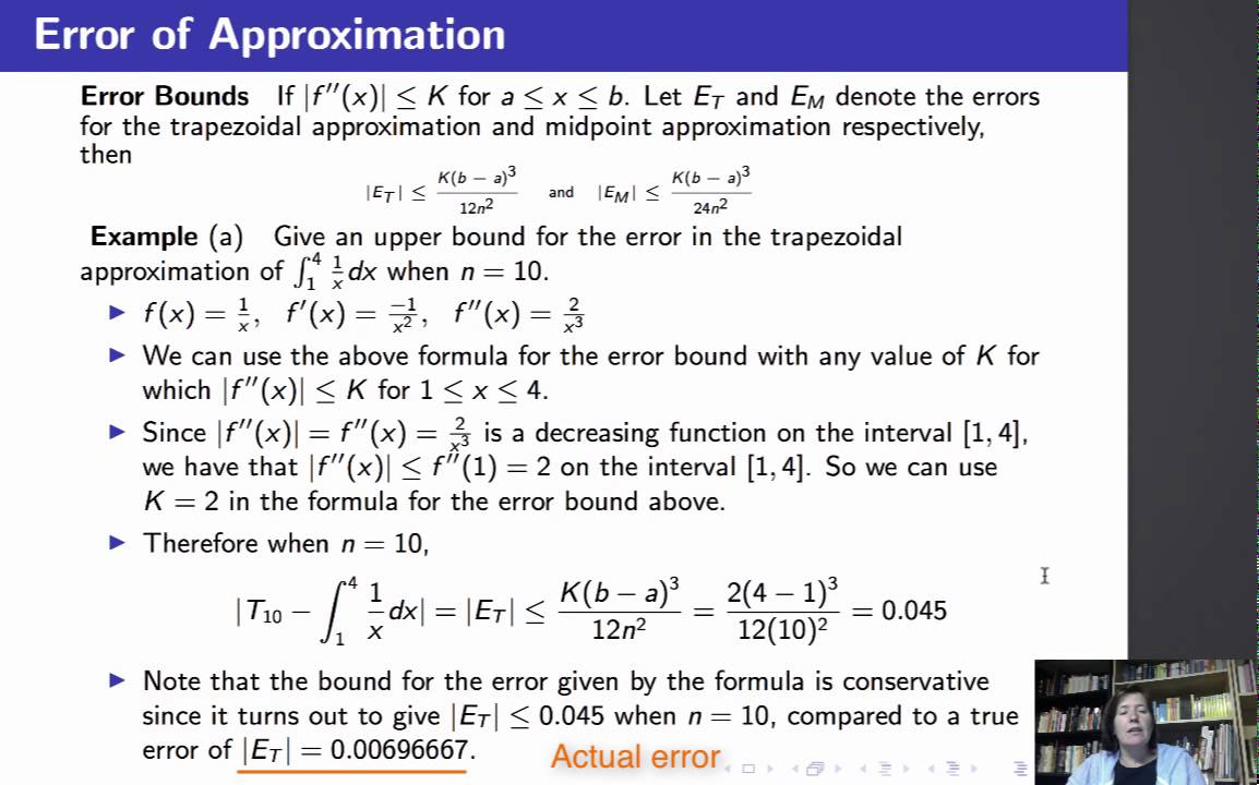 Calculus Ii Lecture 14 V3 Error Of Approximation Youtube
