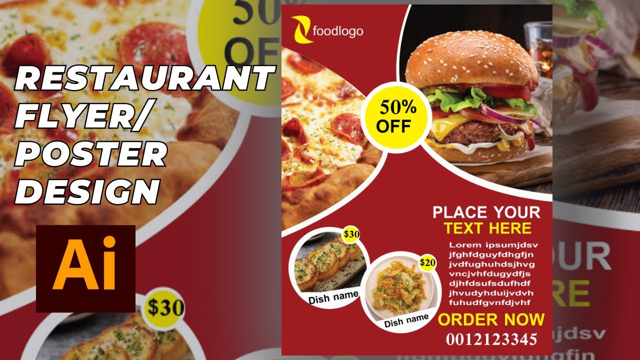 Illustrator Tutorial How To Design Restaurant Flyer Poster Design