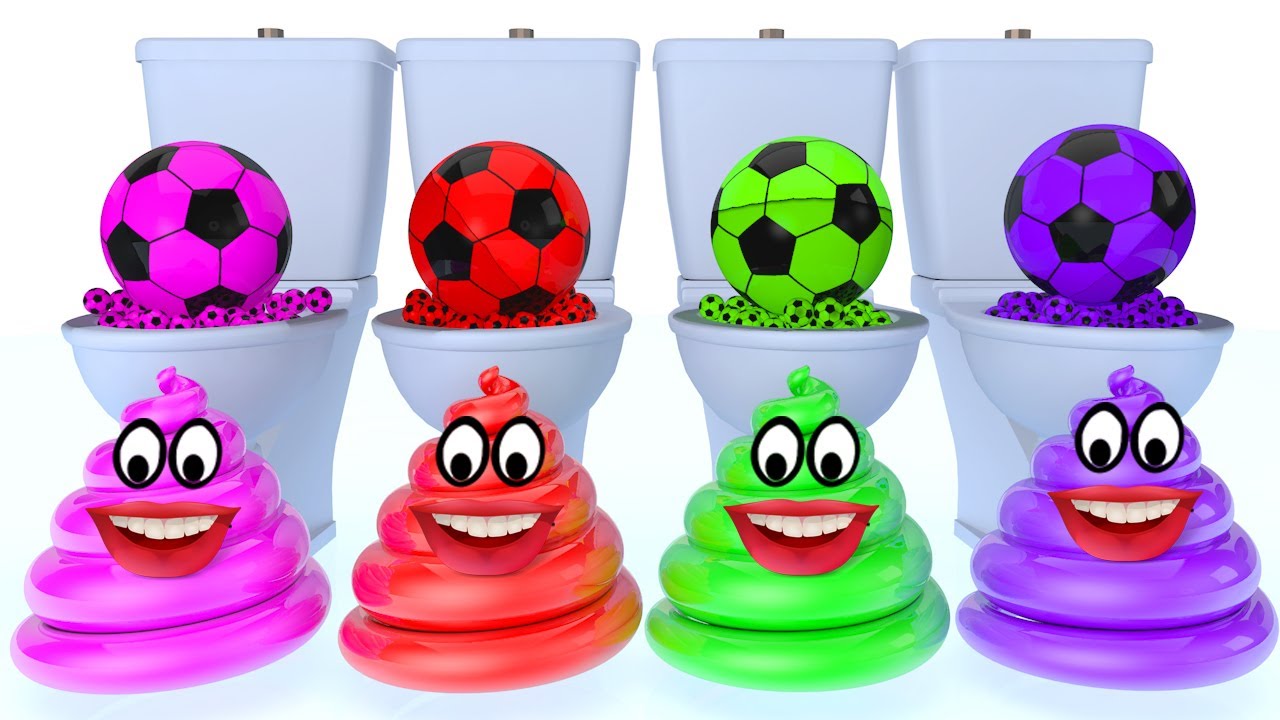 Learn Colors With Soccer Balls Toilet Poop Colors Learning Videos