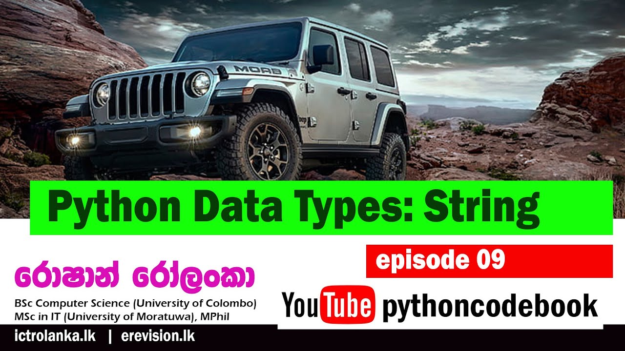 Episode 09 Python Data Types String Youtube