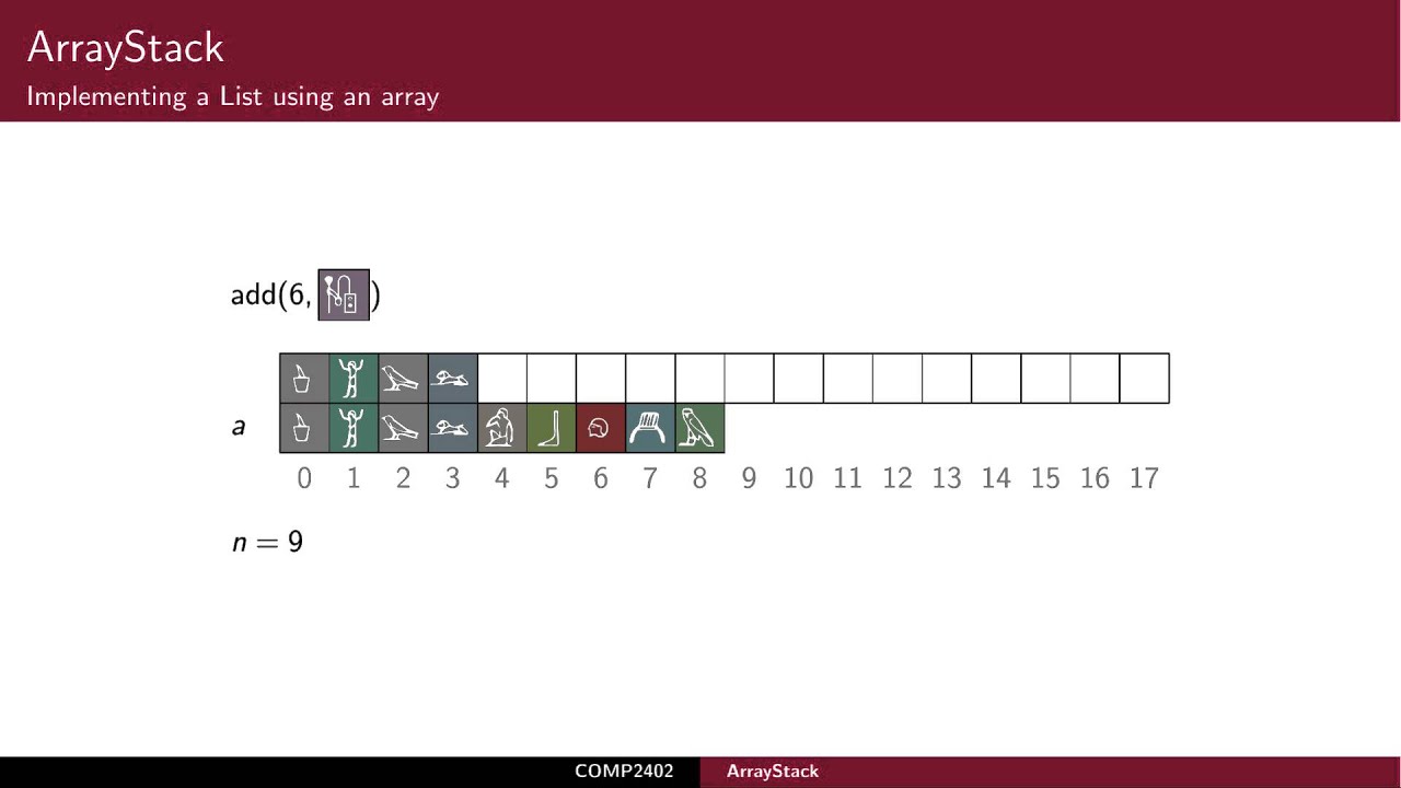 Arraystack Implementing A List Using An Array Youtube
