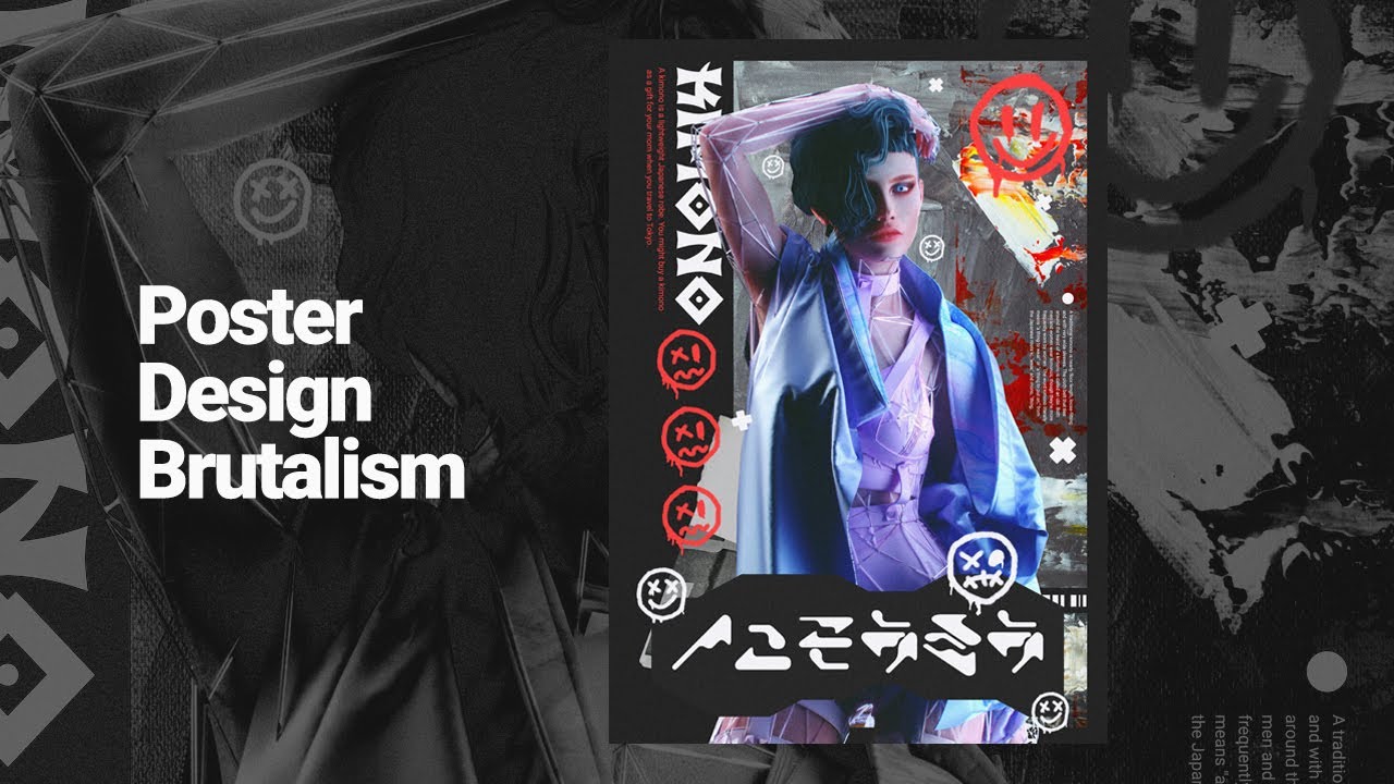 Kimono Character Poster Brutalist Tutorial Photoshop Cc 2023 Youtube