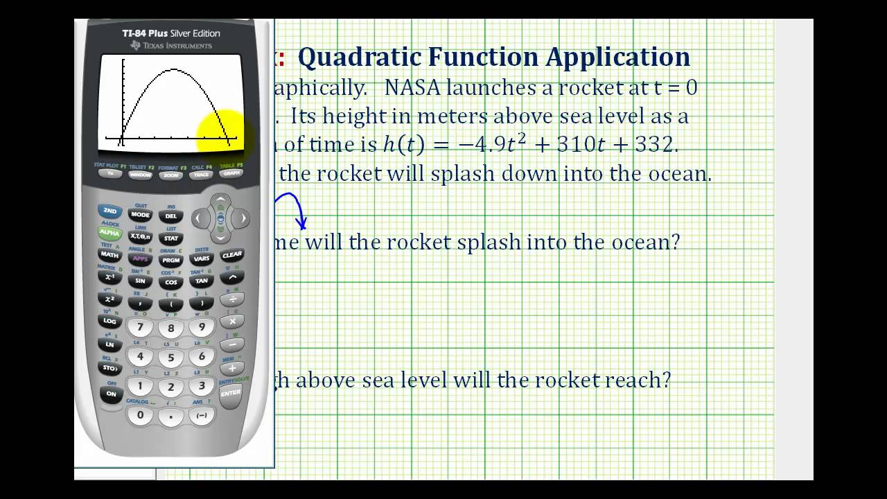 Ex Quadratic Function Application Using A Graphing Calculator Rocket