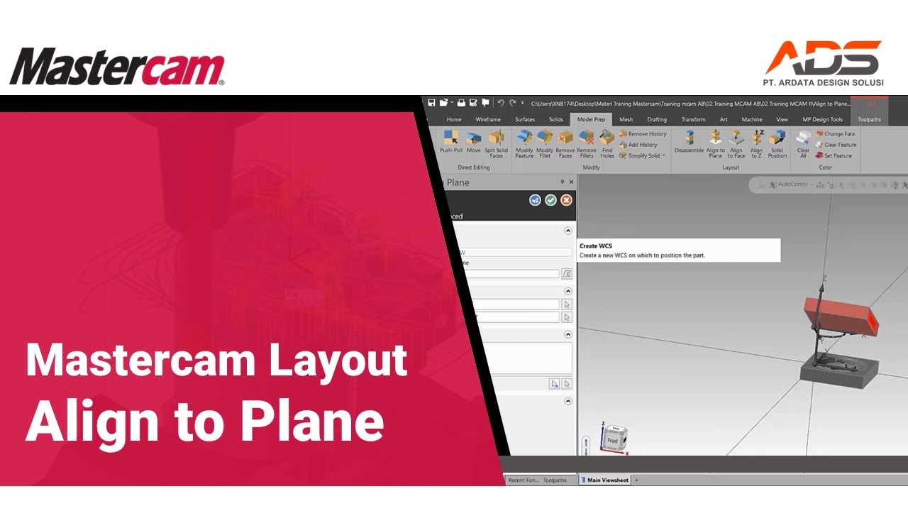 Mastercam Indonesia Tutorial Mastercam Align To Plane Youtube